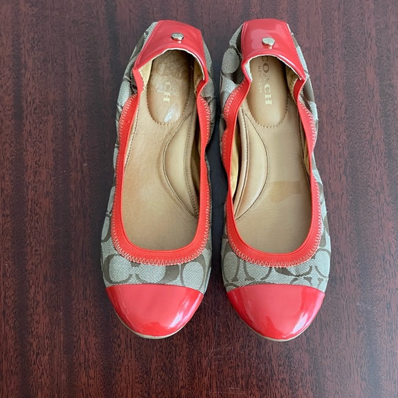 Coach | Shoes | Coach Wanda Monogram Red Patent Leather Ballet Flats ...